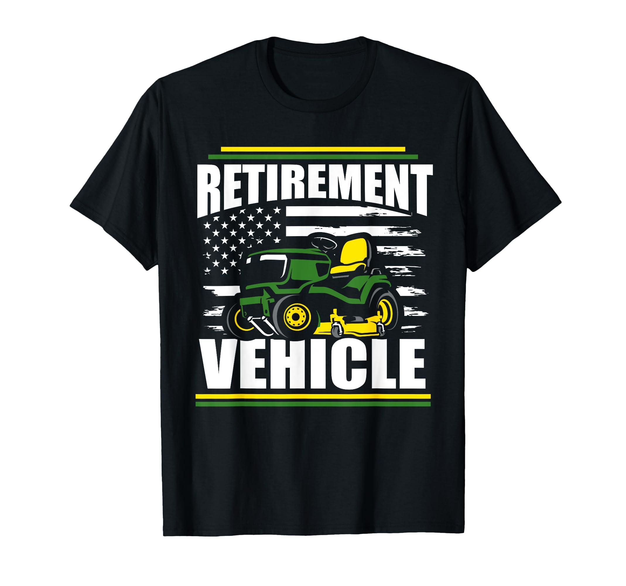 Retirement Vehicle Funny Riding Lawn Mower American Flag T-Shirt