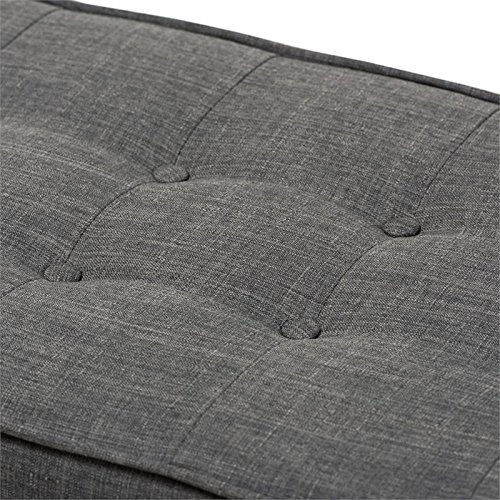 Baxton Studio Lucca Button Tufted Dining Bench in Dark Gray