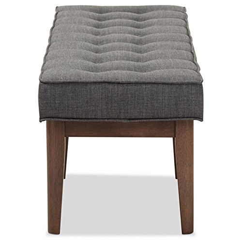 Baxton Studio Lucca Button Tufted Dining Bench in Dark Gray