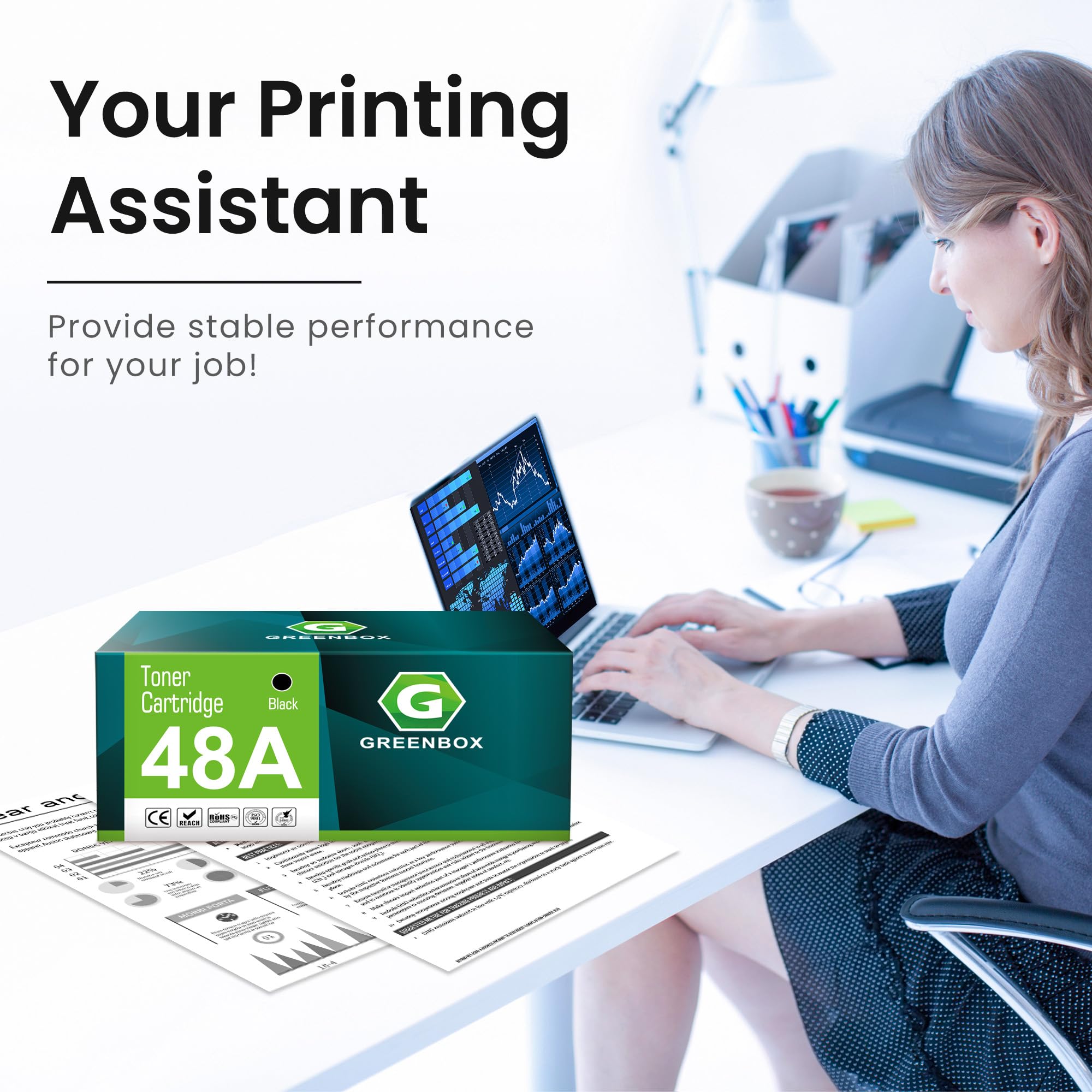GREENBOX Compatible Toner Cartridge Replacement for HP CF248A 48A for Pro M15w M15a M16a M16w MFP M28w M28a M29a MFP M29w 248A Printer (4 Black)