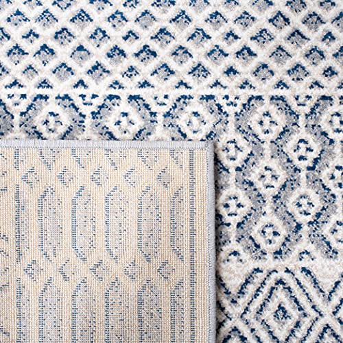 SAFAVIEH Belmont Collection 8' x 10' Ivory / Navy BMT132B Moroccan Non-Shedding Living Room Bedroom Dining Home Office Area Rug