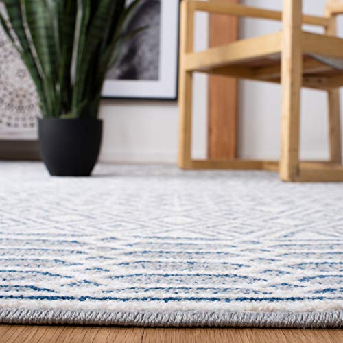 SAFAVIEH Belmont Collection 8' x 10' Ivory / Navy BMT132B Moroccan Non-Shedding Living Room Bedroom Dining Home Office Area Rug