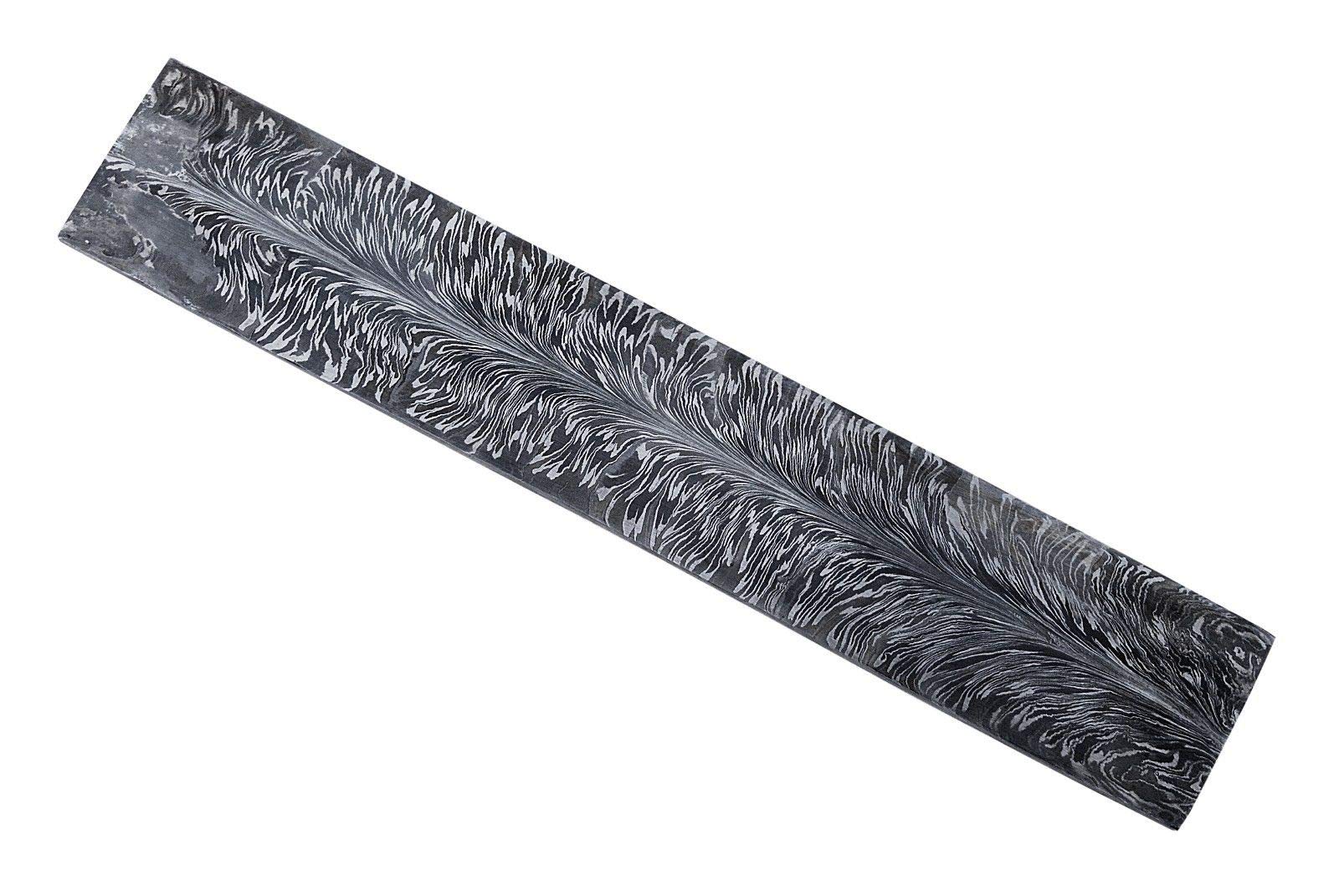 JNR Traders Damascus BIllet Blank - Flat Bar Stock- Knife Making Supplies, 12 Inch Forged Feather Damascus Billet, 5mm Thick 3008