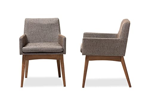 Baxton Studio Nexus Dining Arm Chair in Gray and Brown (Set of 2)