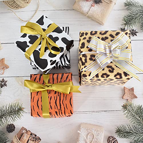 BEISHIDA 6 Styles Wrapping Paper Set-Straw ropes&Stickers&Double-Sided Tape& Bow-Gift Wrap Paper for Christmas, Birthdays, Party, DIY Decorations 6 Sheets Folded 20x28 Inches