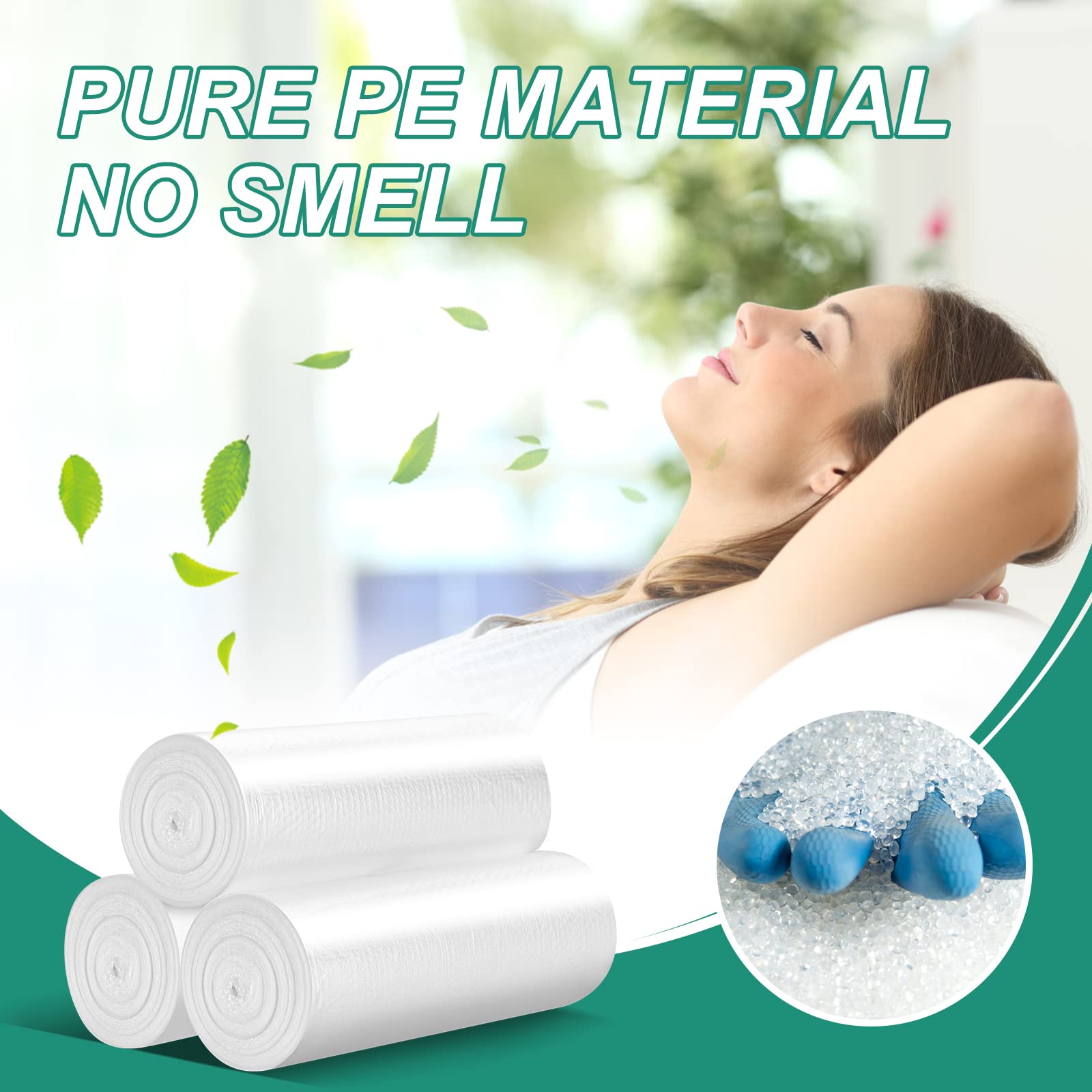 4 Gallon Small Trash Bags, Magesh 4 Gallon Trash Bag Strong, Leakage-Free, Small Garbage Bags 4 Gallon Unscented Thick for Bathroom, Office, Kitchen Small Trash Can, 15L, 105 Bags, Clear