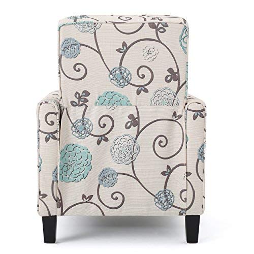 Great Deal Furniture Dufour White and Blue Floral Fabric Recliner