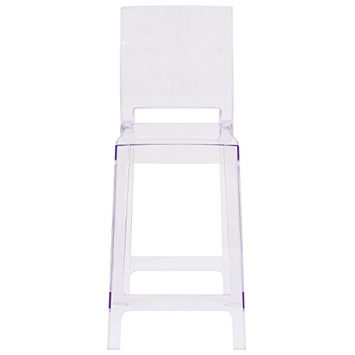 Flash Furniture 4 Pack Ghost Counter Stool with Square Back in Transparent Crystal