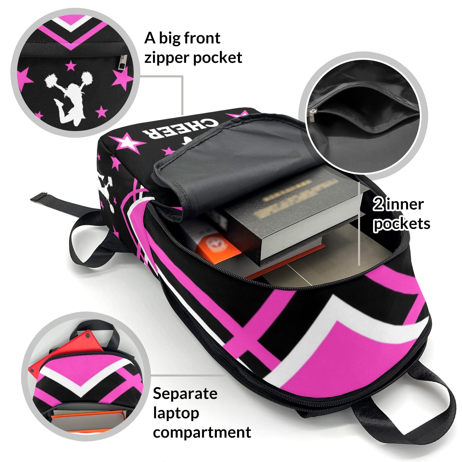 Cheerleader Cheer Pink Personalized Backpack for Teen Boys Girls,Custom Travel Backpack Bookbag Casual Bag Name Gift
