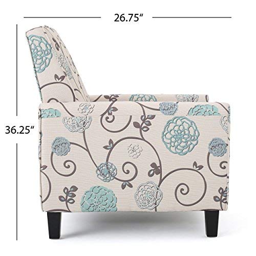 Great Deal Furniture Dufour White and Blue Floral Fabric Recliner