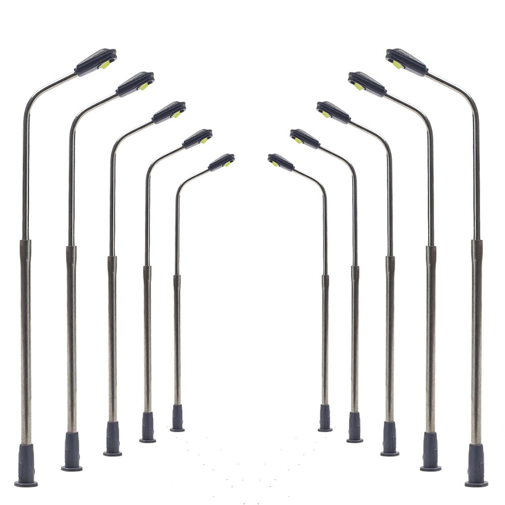 LQS06 10pcs Model Railway Train Lamp Post Street Lights Bright White Lamps N Scale LEDs New