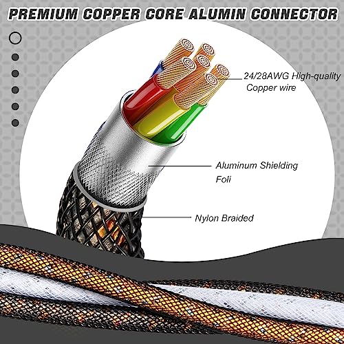 C03 Custom Coiled USB-C Cable for Gaming Keyboard,Detachable Double Sleeve Braided Keyboard Cables1.7M-2.2M Coiled USB C to A Cable with 24K Gold Aviator for Mechanical Keyboard/Cellphone