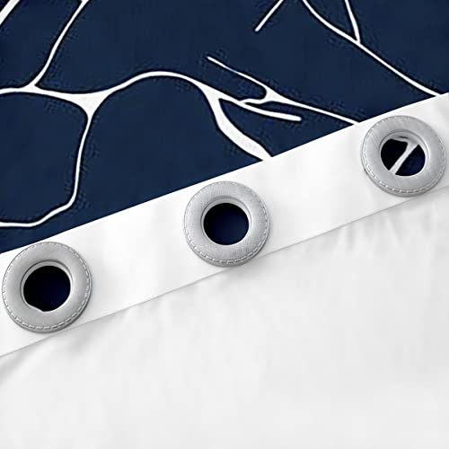 Erosebridal Silver Metallic Marble Blackout Curtains 104"X84" Navy Blue Silver Glitter Curtains,Abstract Marble Texture Design Curtains & Drapes Marble Home Decor