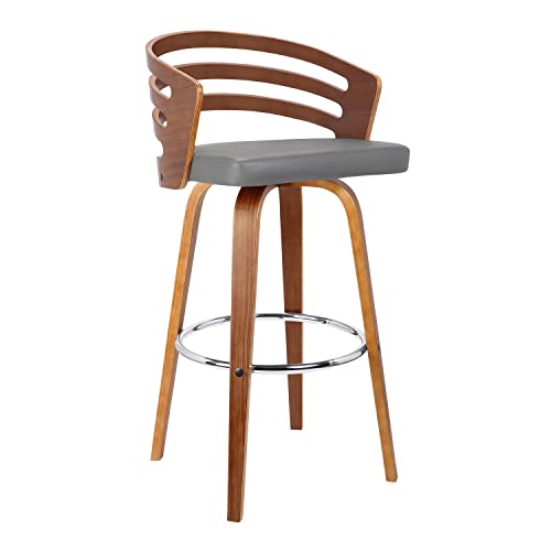 Armen Living Jayden Mid-Century Swivel Counter Height Barstool, 26", Gray