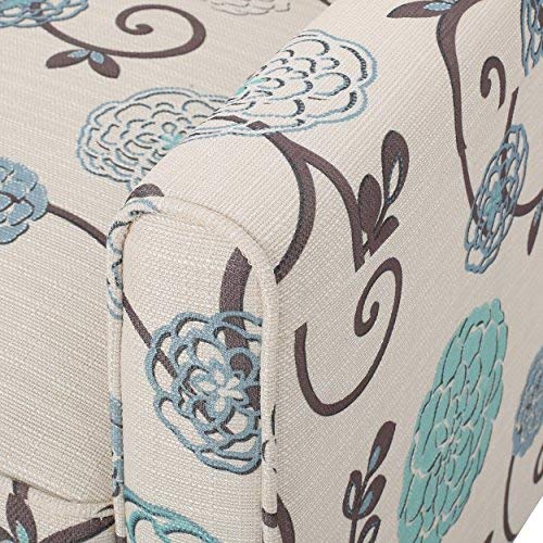 Great Deal Furniture Dufour White and Blue Floral Fabric Recliner