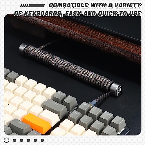C03 Custom Coiled USB-C Cable for Gaming Keyboard,Detachable Double Sleeve Braided Keyboard Cables1.7M-2.2M Coiled USB C to A Cable with 24K Gold Aviator for Mechanical Keyboard/Cellphone