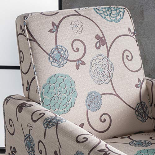Great Deal Furniture Dufour White and Blue Floral Fabric Recliner