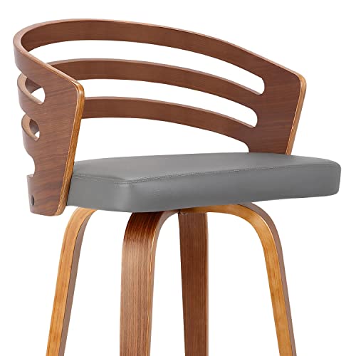 Armen Living Jayden Mid-Century Swivel Counter Height Barstool, 26", Gray