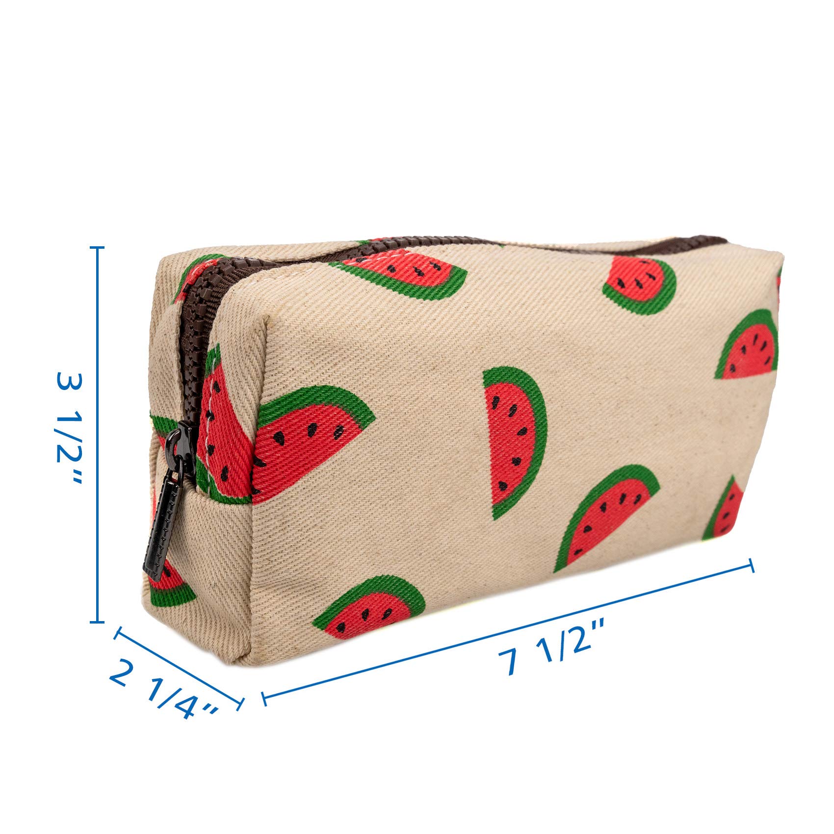 LParkin Watermelon Super Large Capacity Cute Canvas Pencil Case for Pen Bag Pouch Stationary Case Gadget Makeup Cosmetic Bag Box