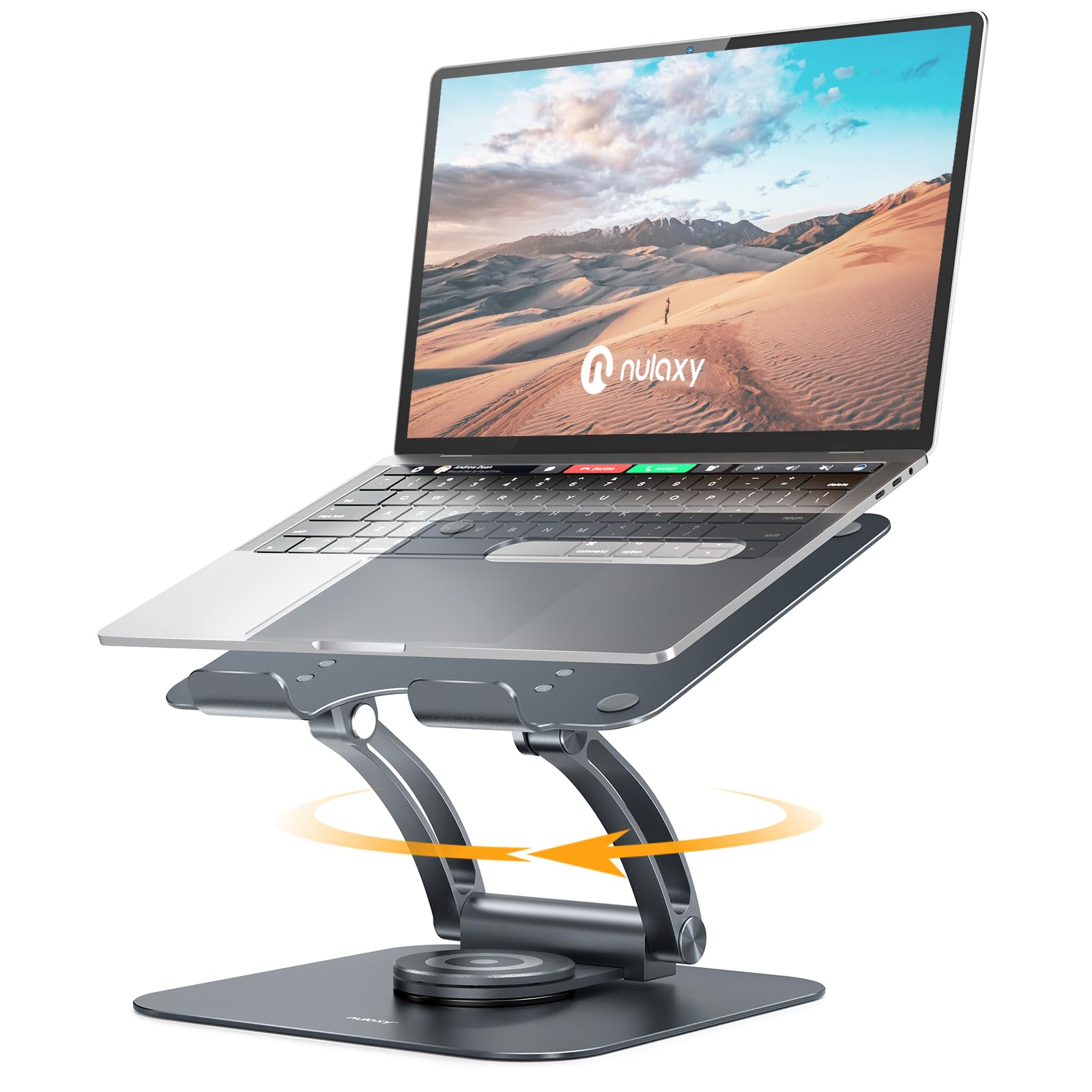 Nulaxy 360 Rotating Laptop Stand for Desk, Laptop Riser Adjustable Height and Angle, Foldable and Portable Travel Laptop Stand, Holds up to 22lbs, Fits All MacBook, Laptops