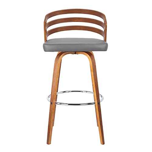 Armen Living Jayden Mid-Century Swivel Counter Height Barstool, 26", Gray
