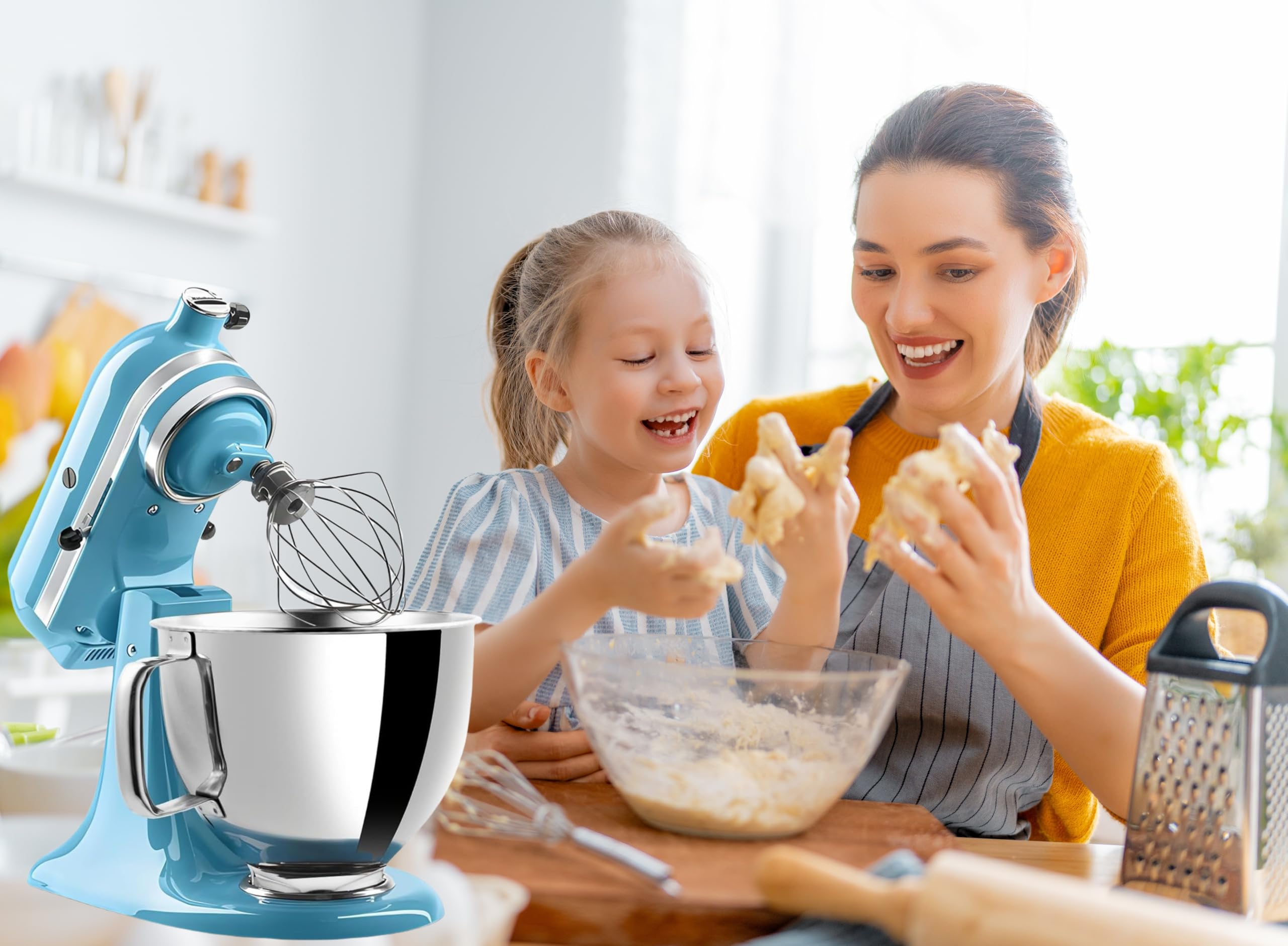 5 Quart Stainless Steel Mixer Bowl for KitchenAid Stand Mixers, Compatible with 4.5 & 5 QT KitchenAid Tilt-Head Mixers, KitchenAid Mixer Accessories, KitchenAid Replacement Bowl