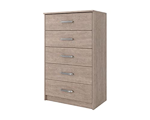 Signature Design by Ashley Flannia Scandanavian 5 Drawer Chest, Vintage Gray