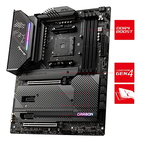 MSI MPG X570S Carbon MAX WiFi Gaming Motherboard (ATX, AMD, Socket AM4. DDR4, PCIe 4, CFX, M.2 Slots, Wi-Fi 6E)