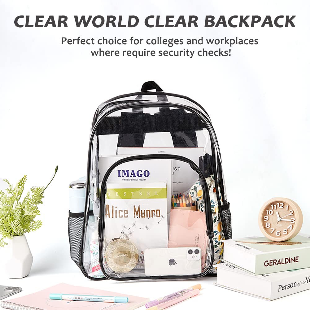 Clearworld Heavy Duty Clear Backpack,Transparent Backpack for Work,School,Sports