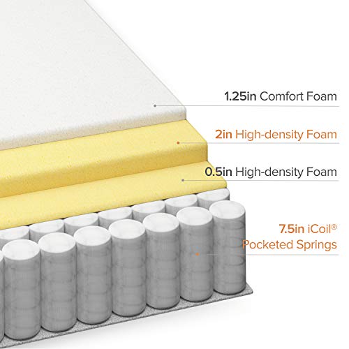 ZINUS 12 Inch Euro Top Pocket Spring Hybrid Mattress / Pressure Relief / Pocket Innersprings for Motion Isolation / Bed-in-a-Box, Queen