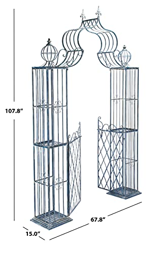 Safavieh PAT5012C Outdoor Collection Beatrix Victorian Antique Arbor, Mossy Blue