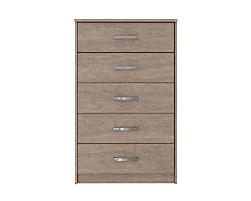 Signature Design by Ashley Flannia Scandanavian 5 Drawer Chest, Vintage Gray