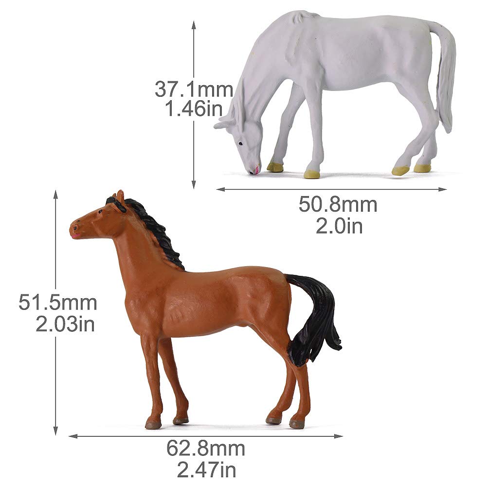 AN4303 15PCS 1:43 Farm Animals Horses and Cows O Scale PVC Well Painted Horse and Cow Use for Model Scenery Desktop Decor Railway Layout Diorama Miniature Landscape