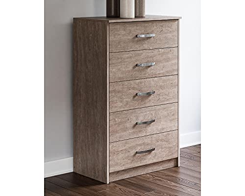 Signature Design by Ashley Flannia Scandanavian 5 Drawer Chest, Vintage Gray