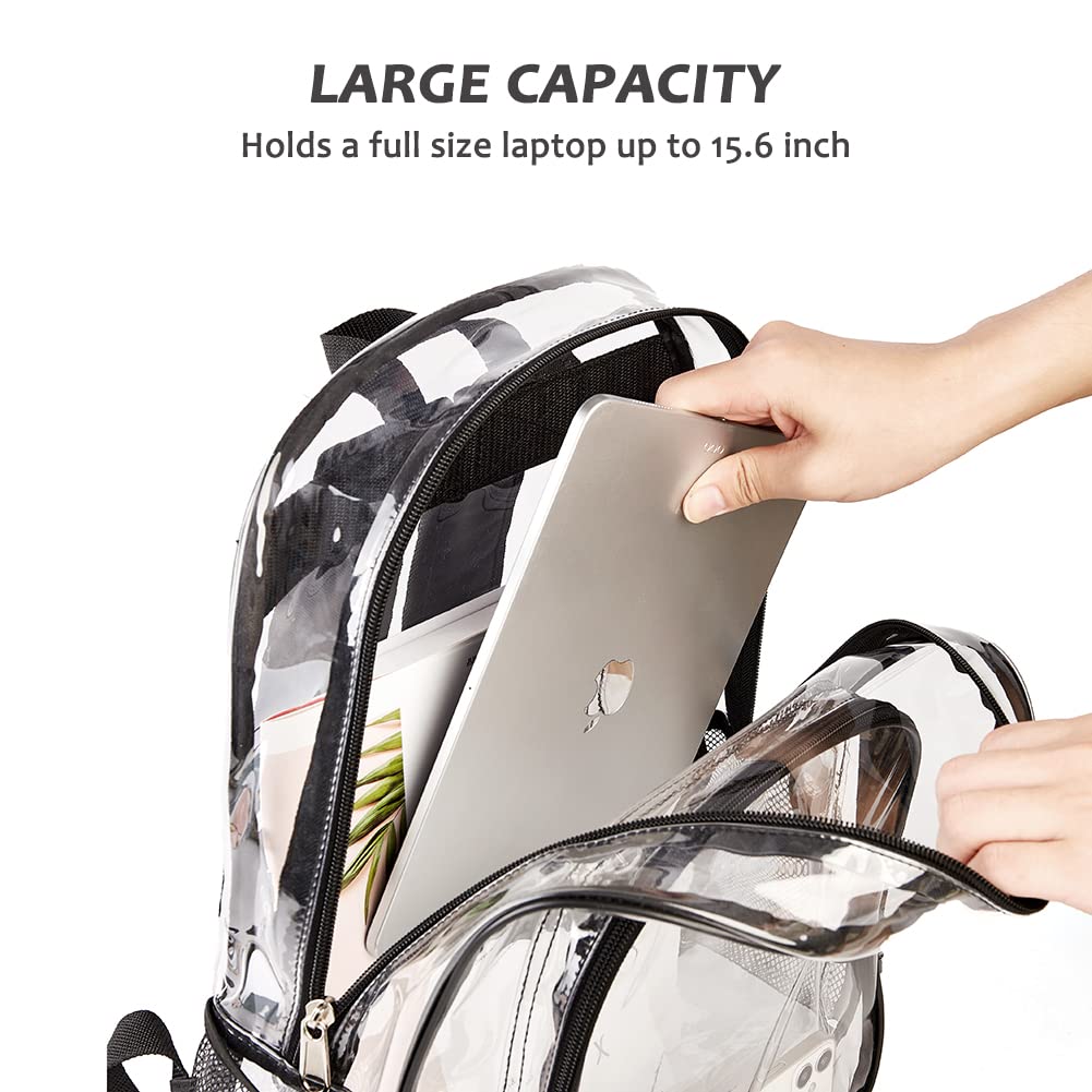Clearworld Heavy Duty Clear Backpack,Transparent Backpack for Work,School,Sports