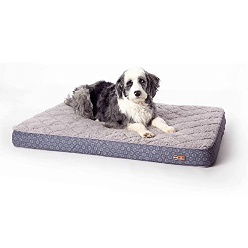 K&H PET PRODUCTS Quilt-Top Superior Orthopedic Bed Gray/Geo Flower Large 35 X 46 Inches