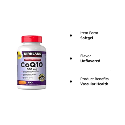 MVOWIZON Kirkland Signature Maximum Potency CoQ10 300 mg 100 Softgels Each, Purple