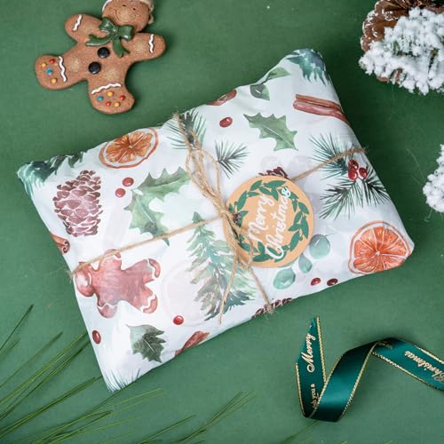 RUSPEPA Christmas Wrapping Tissue Paper - Gingerbread Man Design Tissue Paper Bulk for Gift Wrap, Christmas, Baby Shower, Art Crafts, Birthday, Wedding and More - 13.7X 19.7 inches - 60 Sheets