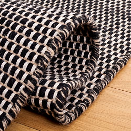 Safavieh Vermont Collection 4' x 6' Black VRM807Z Handmade Wool Entryway Living Room Foyer Bedroom Accent Rug