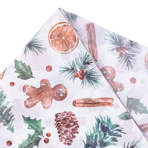 RUSPEPA Christmas Wrapping Tissue Paper - Gingerbread Man Design Tissue Paper Bulk for Gift Wrap, Christmas, Baby Shower, Art Crafts, Birthday, Wedding and More - 13.7X 19.7 inches - 60 Sheets