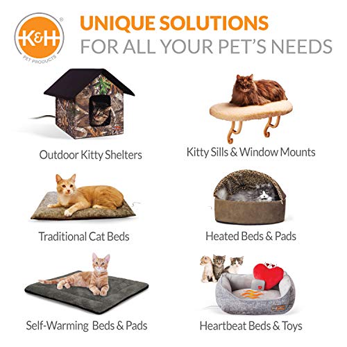 K&H PET PRODUCTS EZ Mount Kitty Sill Deluxe with Bolster Window Sill Cat Bed, Cat Window Hammock, Sturdy Cat Window Perch, Cat Window Bed Cat Furniture, Cat Hammock for Window Cat Perch - Chocolate