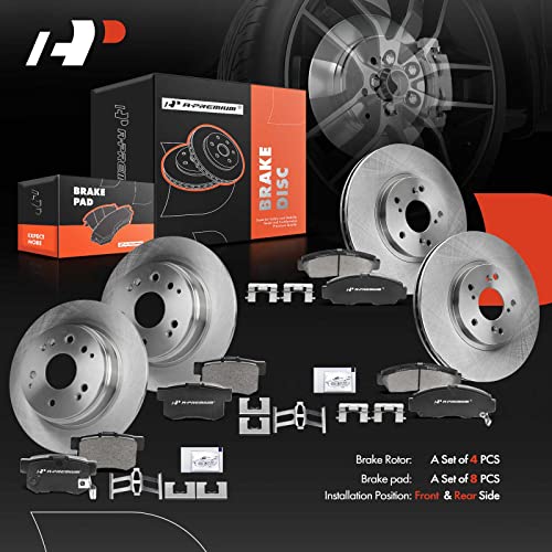 A-Premium Front and Rear Disc Brake Rotors and Pads Kit Compatible with Lexus TL 1999 2000 2001 2002 2003 12-PC Set
