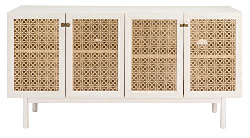Safavieh Home Collection Piran White and Gold 4-Door 2-Shelf Media (65-inch Flat Screen) TV Stand