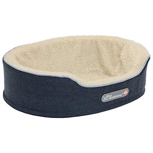 Pet Progressions by K&H Gel Infused Memory Foam Oval Cuddler Pet Bed Medium Navy - Soothing Comfort & Support for Adult or Senior Dogs & Cats, 100536104, Medium (21" x 28")