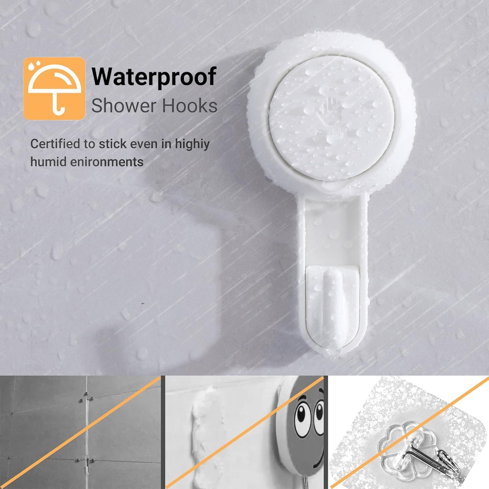 Marchpower Shower Suction Cup Hooks- 4 Pack Reusable Heavy Duty Vacuum Suction Hooks, Waterproof Bathroom Wall Bathtub Loofah Hooks, Strong Window Glass Wreath Hanger, Removable Kitchen Towel Holder