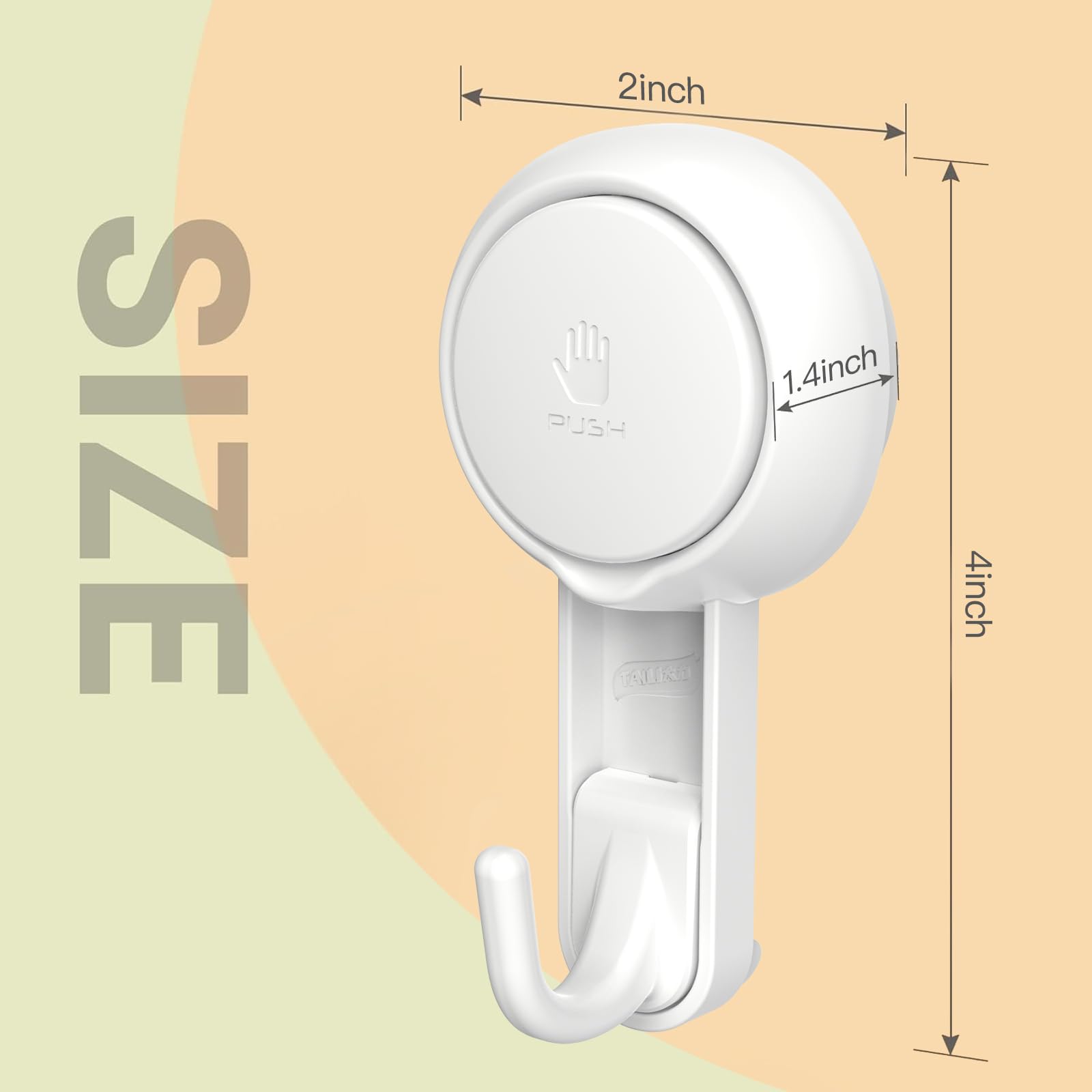 Marchpower Shower Suction Cup Hooks- 4 Pack Reusable Heavy Duty Vacuum Suction Hooks, Waterproof Bathroom Wall Bathtub Loofah Hooks, Strong Window Glass Wreath Hanger, Removable Kitchen Towel Holder