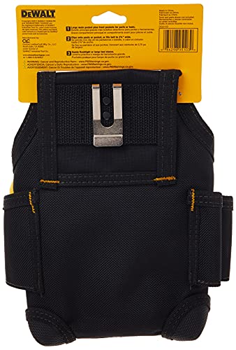Custom Leathercraft DEWALT DG5103 Small Durable Maintenance and Electrician's Pouch with Pockets for Tools, Flashlight, Keys, Black