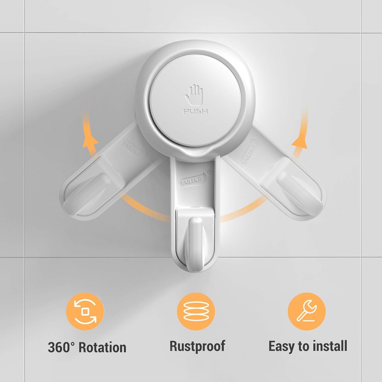 Marchpower Shower Suction Cup Hooks- 4 Pack Reusable Heavy Duty Vacuum Suction Hooks, Waterproof Bathroom Wall Bathtub Loofah Hooks, Strong Window Glass Wreath Hanger, Removable Kitchen Towel Holder