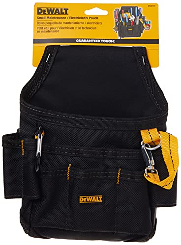 Custom Leathercraft DEWALT DG5103 Small Durable Maintenance and Electrician's Pouch with Pockets for Tools, Flashlight, Keys, Black