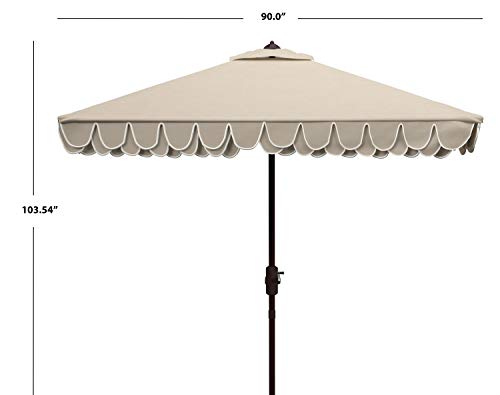 Safavieh PAT8406C Outdoor Elegant Valance Beige and White 7'6" Square UV Protected Umbrella